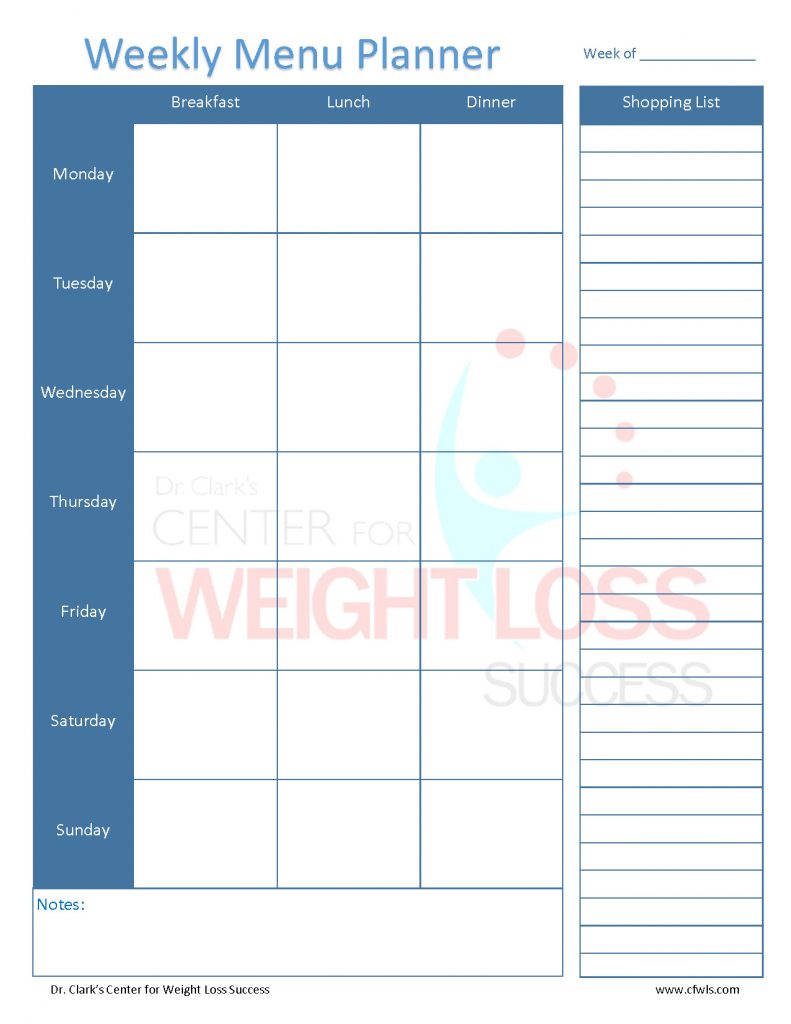 Meal Planning Tips and Menu Ideas - Center for Weight Loss Success (CFWLS)